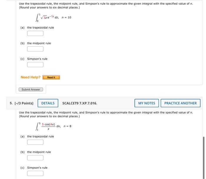 Solved Use the trapezoidal rule, the midpoint rule, and | Chegg.com
