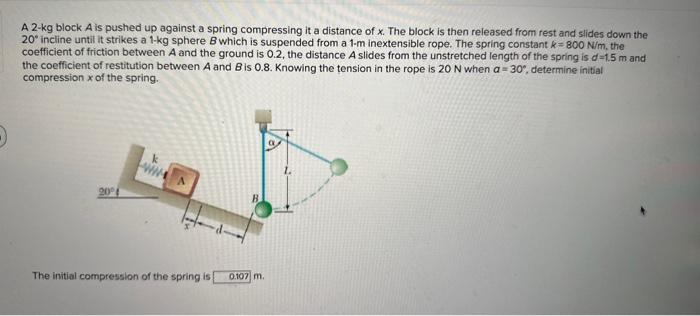 Solved A 2-kg block A is pushed up against a spring | Chegg.com