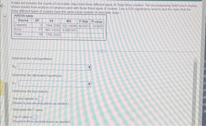 Solved A data set includes the counts of chocolate chips | Chegg.com