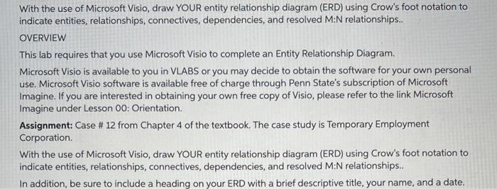 Solved With the use of Microsoft Visio, draw YOUR entity | Chegg.com