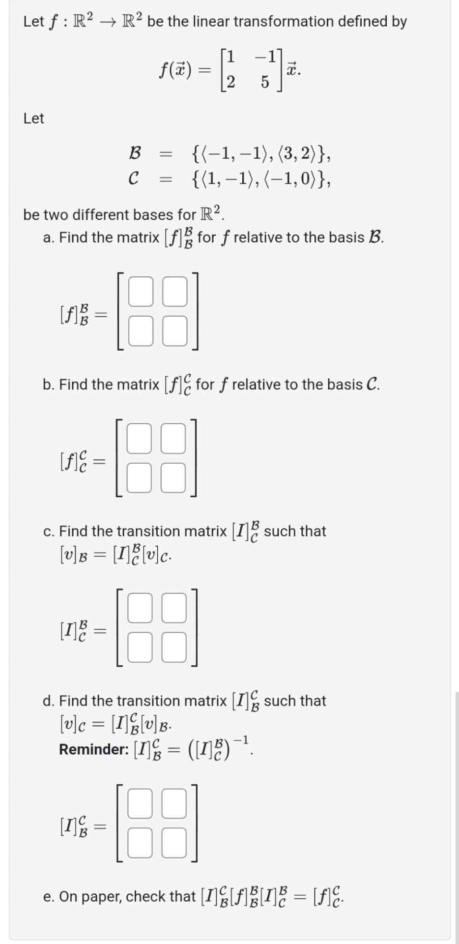 Solved Let f:R2→R2 be the linear transformation defined by | Chegg.com