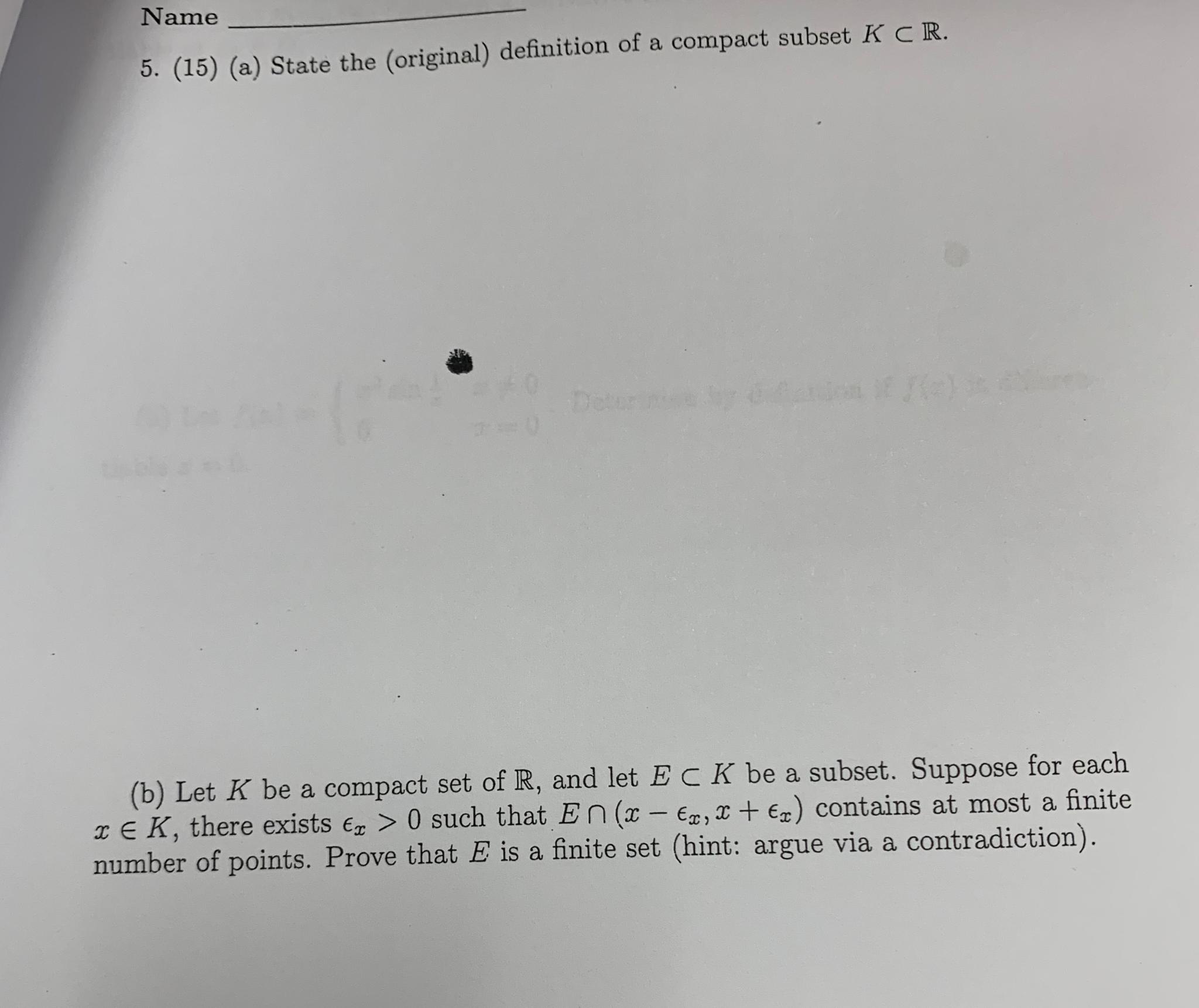 Solved Name5. (15) (a) ﻿State the (original) ﻿definition of | Chegg.com