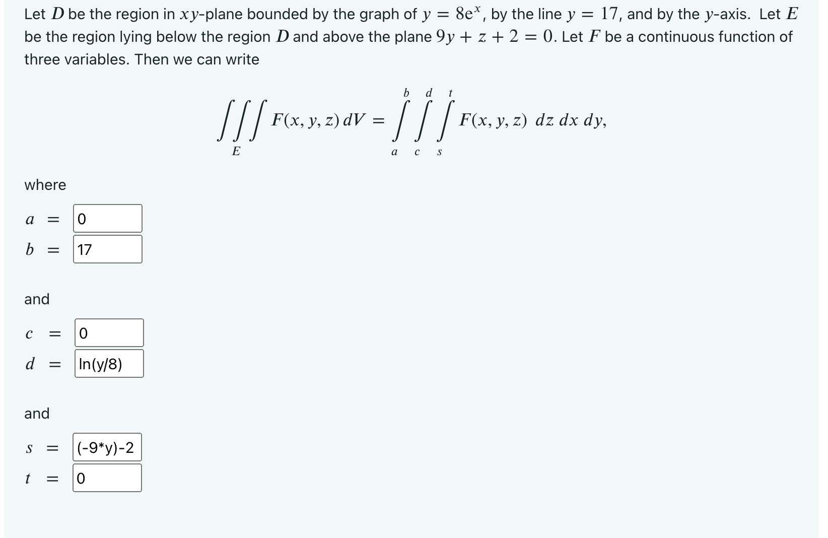 Solved Find A,B,c,d,s,t Let D ﻿be the region in xy-plane | Chegg.com