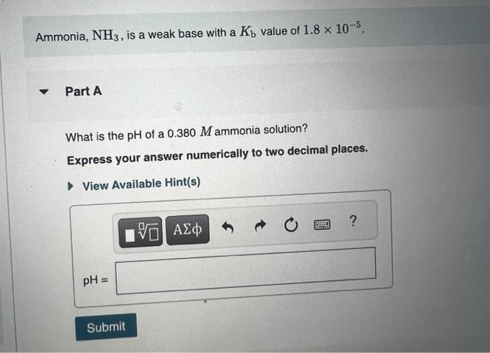 Solved The degree to which a weak base dissociates is given | Chegg.com