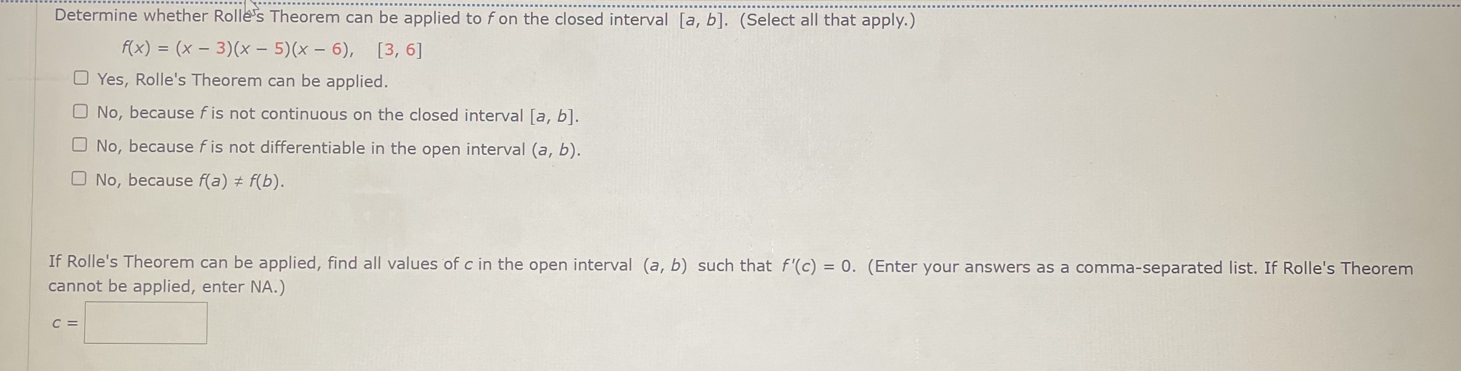 Solved Determine whether Rolle's Theorem can be applied to f | Chegg.com