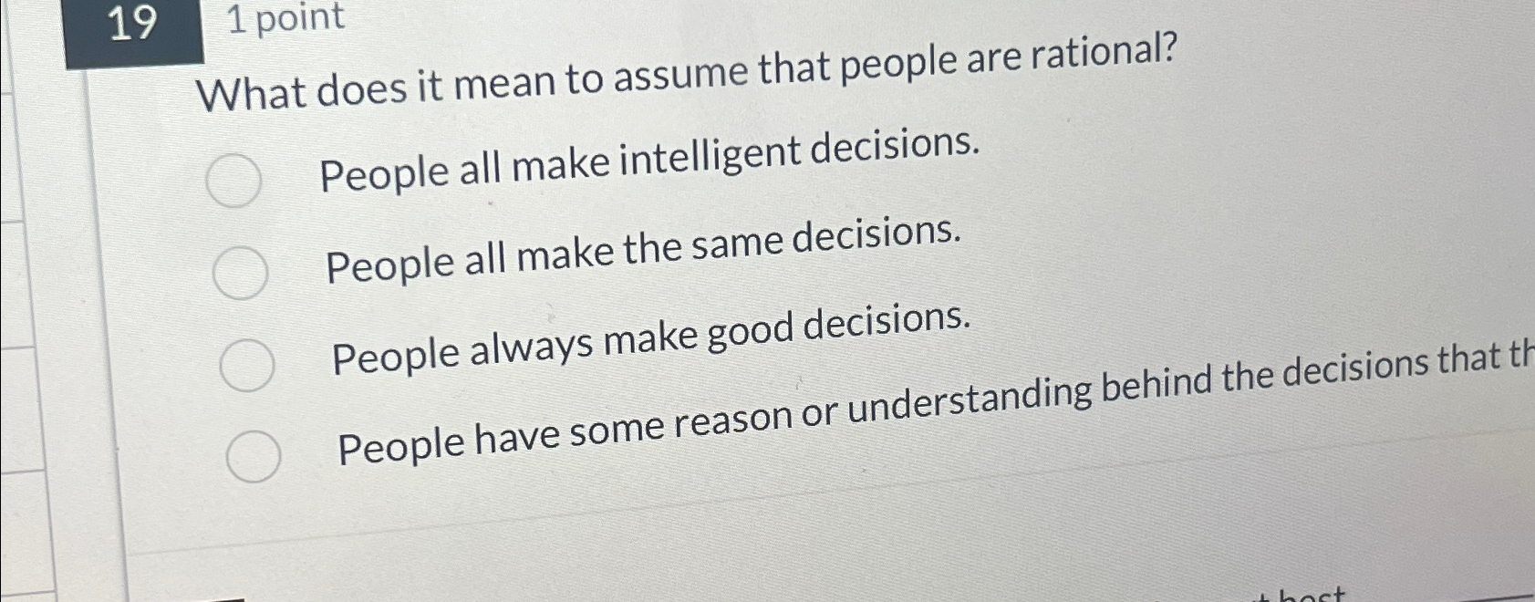 Solved 191 ﻿pointWhat does it mean to assume that people are | Chegg.com