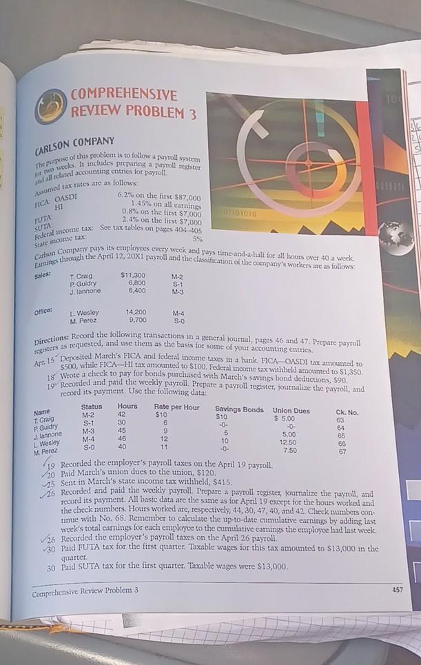 Solved COMPREHENSIVE REVIEW PROBLEM 3 CARLSON COMPANY the | Chegg.com