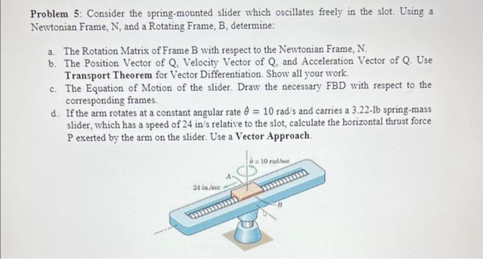 Problem 5: Consider the spring-mounted slider which | Chegg.com