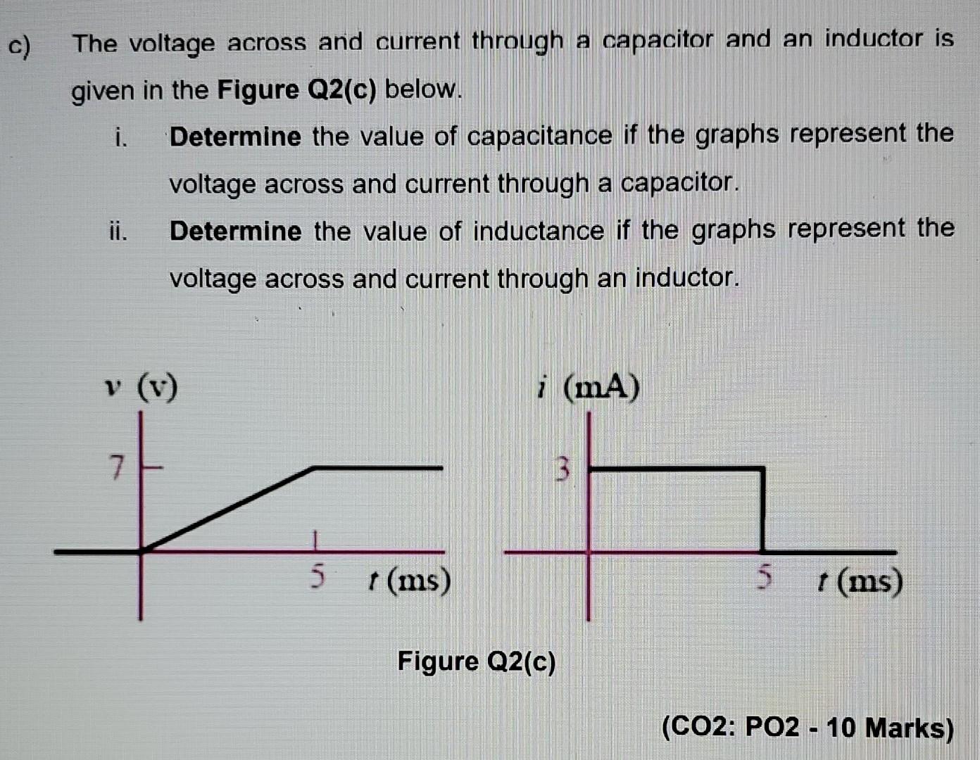Solved c) The voltage across and current through a capacitor | Chegg.com