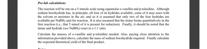 Solved Pre-lab calculations The reaction will be run on a 5 | Chegg.com