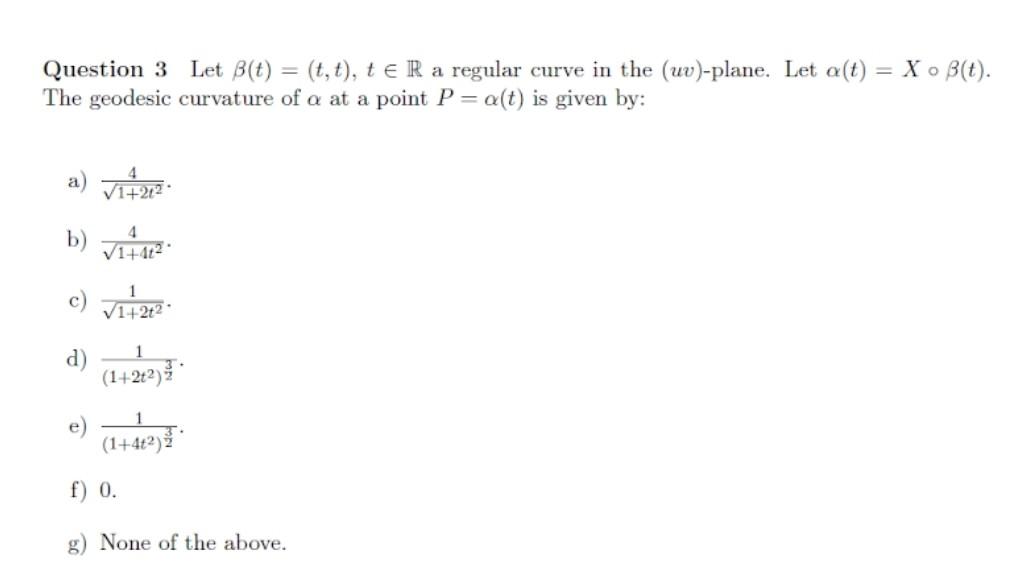 Solved Problem II We consider a parametrization of a regular | Chegg.com