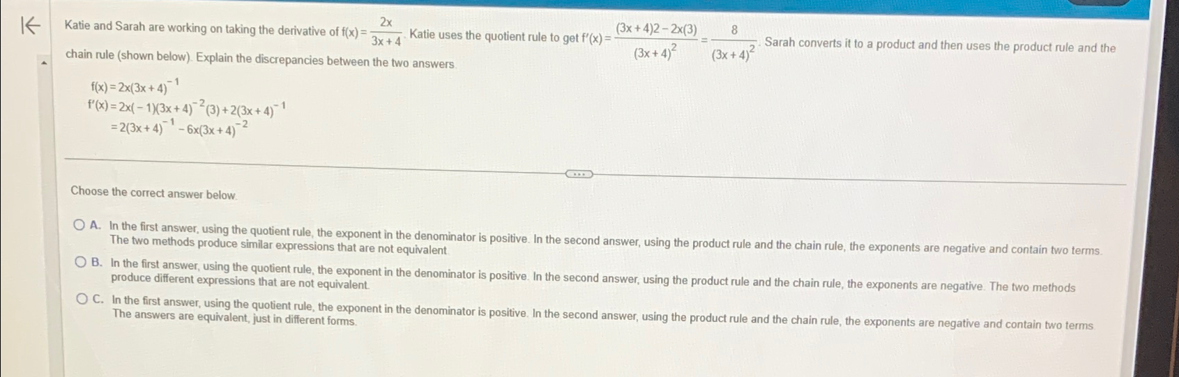 Solved chain rule (shown below). ﻿Explain the discrepancies | Chegg.com