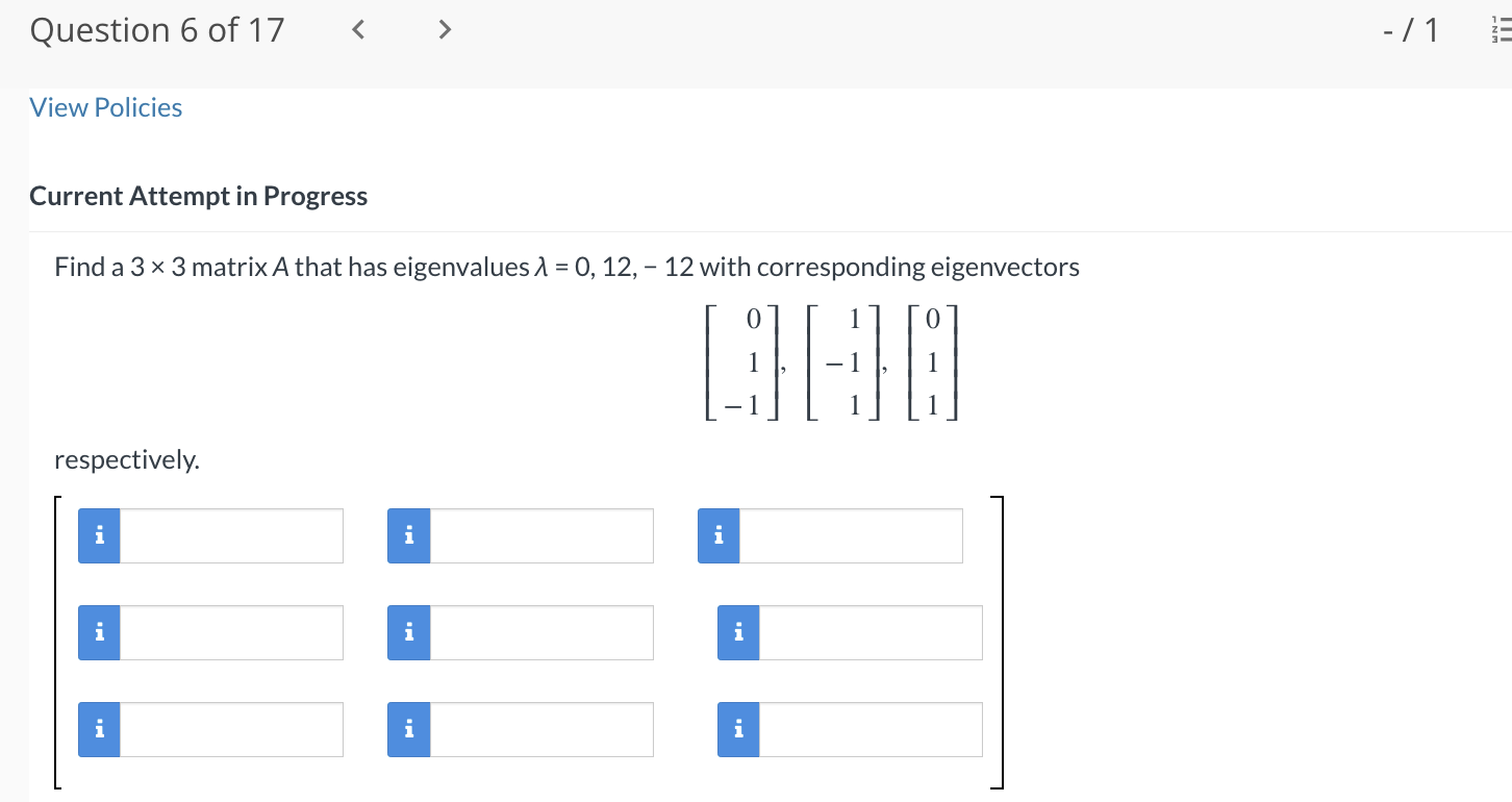 Solved Current Attempt in ProgressFind a 3×3 ﻿matrix A that | Chegg.com