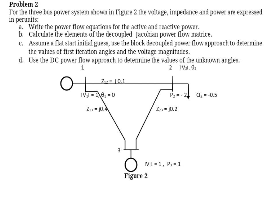 Solved Problem 2 For the three bus power system shown in | Chegg.com