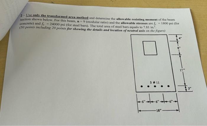 Solved 2- Use only the transformed area method and determine | Chegg.com