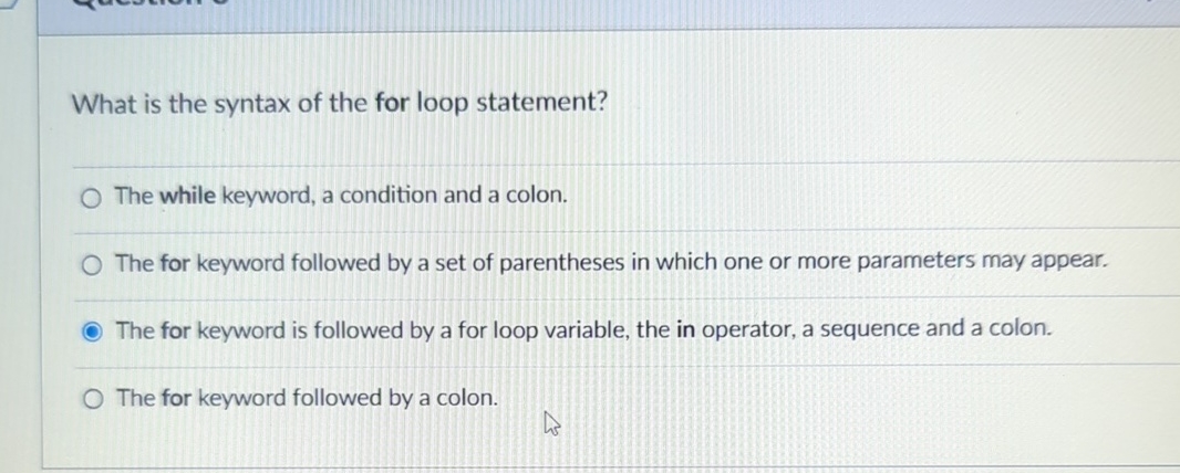 Solved What is the syntax of the for loop statement?The | Chegg.com