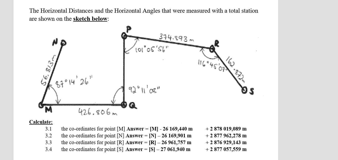 Solved The Horizontal Distances and the Horizontal Angles | Chegg.com