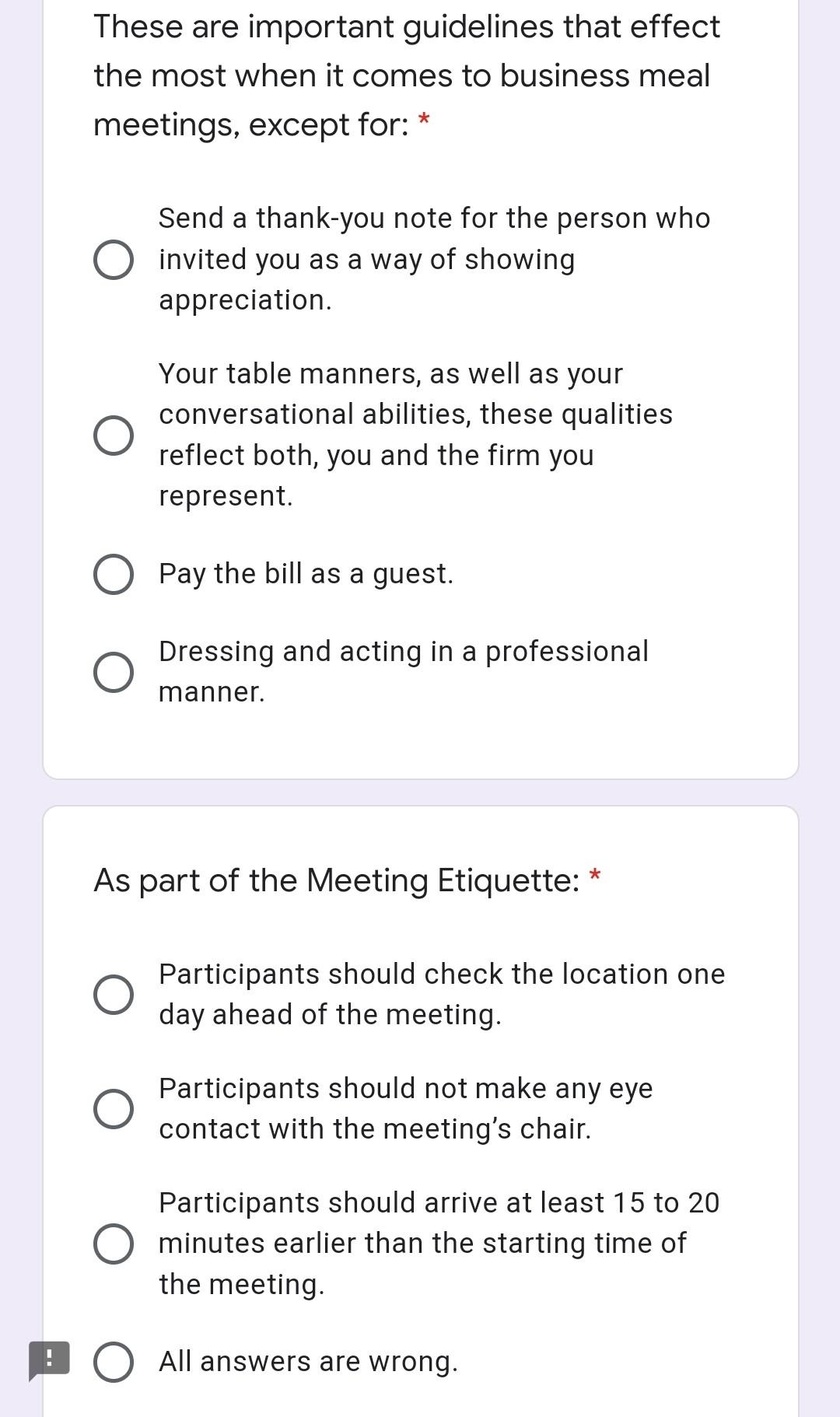 Solved The meeting should arrive early and take the | Chegg.com