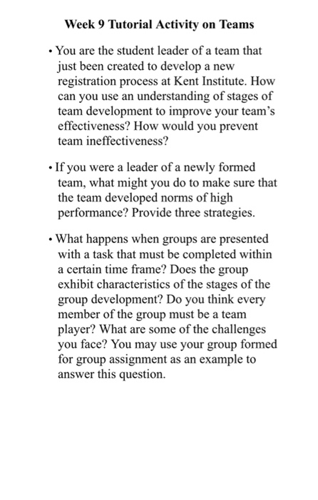 Solved Week 9 Tutorial Activity on Teams • You are the | Chegg.com Solved Week 9 Tutorial Activity on Teams • You are the | Chegg.com