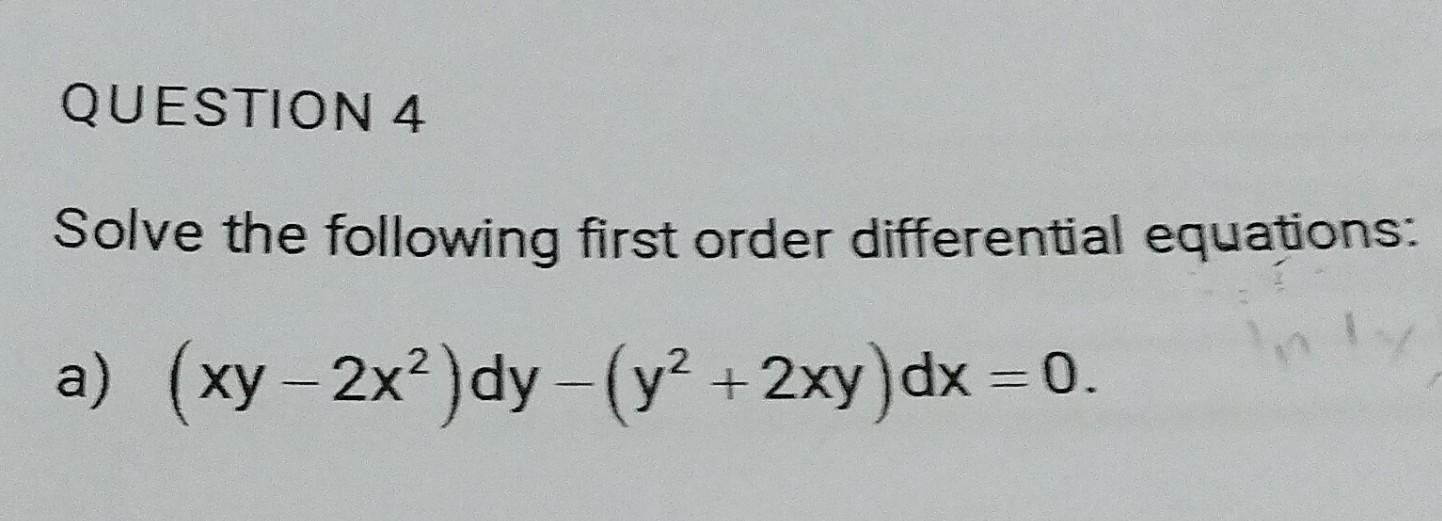 Solved Solve the following first order differential | Chegg.com