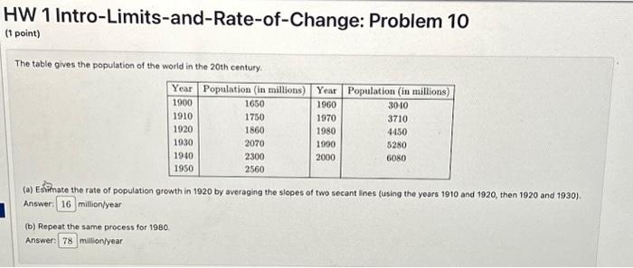 Solved HW 1 Intro-Limits-and-Rate-of-Change: Problem 10 (1 | Chegg.com