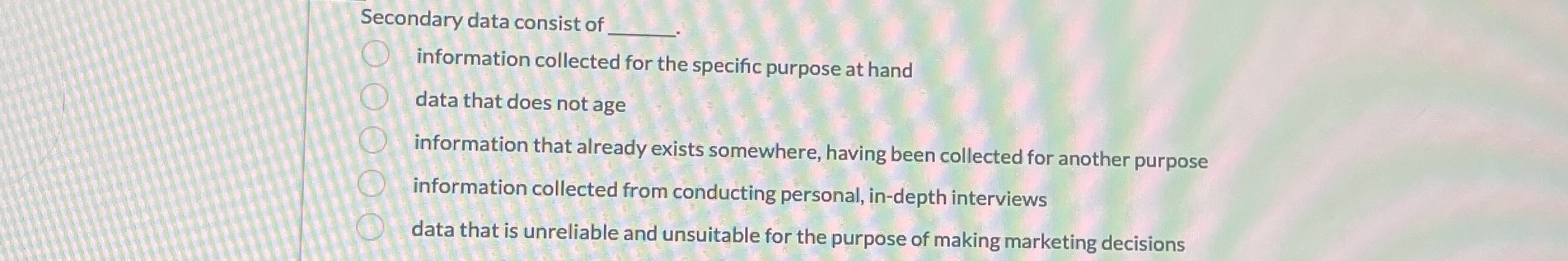 Solved Secondary data consist of q,information collected for | Chegg.com