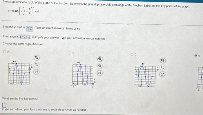 Solved Sketch at least one cycle of the graph of the | Chegg.com