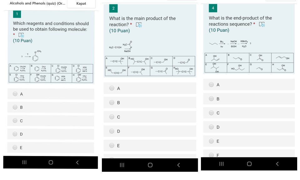 Solved Alcohols and Phenols (quiz) (Or... Kapat 2 Which | Chegg.com