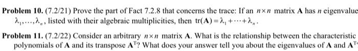 Solved Problem 10. (7.2/21) Prove the part of Fact 7.2.8 | Chegg.com