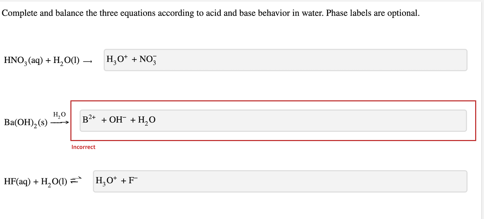 Solved Complete and balance the three equations according to | Chegg.com