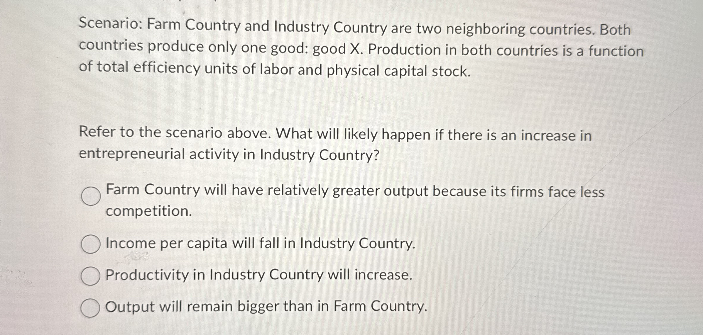Solved Scenario: Farm Country and Industry Country are two | Chegg.com