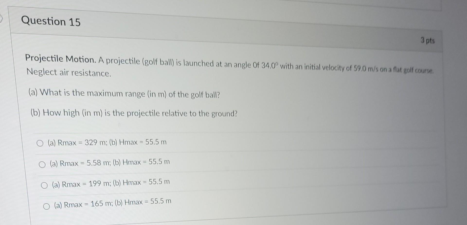 Solved Projectile Motion. A projectile (golf ball) is | Chegg.com
