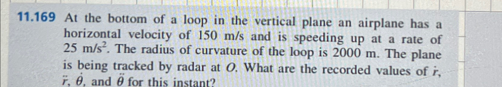 Solved 11.169 ﻿At the bottom of a loop in the vertical plane | Chegg.com