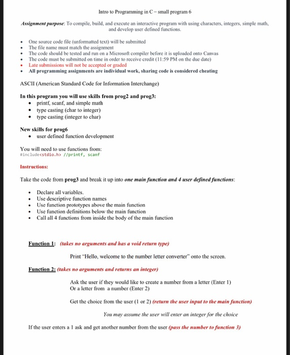 Solved Intro To Programming In C Small Program 6 Assignment
