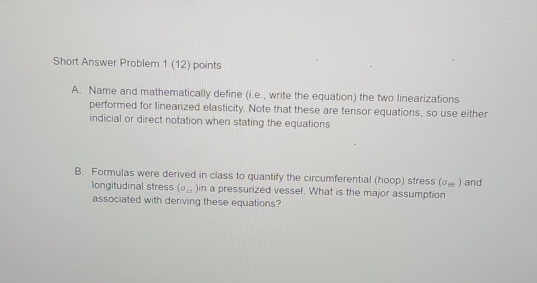 Solved A. Name and mathematically define (i.e., write the | Chegg.com