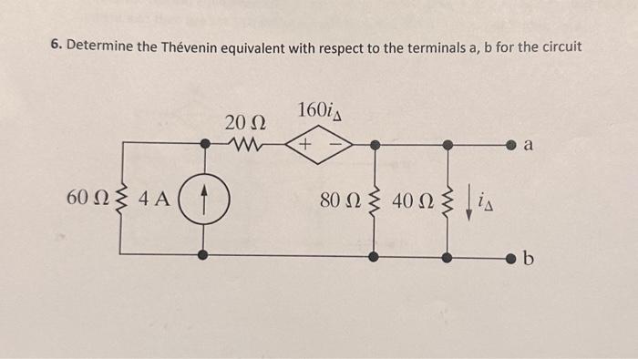 Solved 6. Determine the Thévenin equivalent with respect to | Chegg.com
