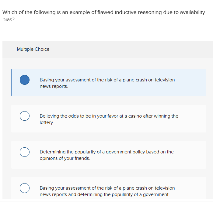 Solved Which of ﻿the following is an ﻿example of ﻿flawed | Chegg.com