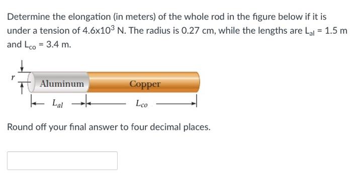 Solved Determine the elongation (in meters) of the whole rod | Chegg.com
