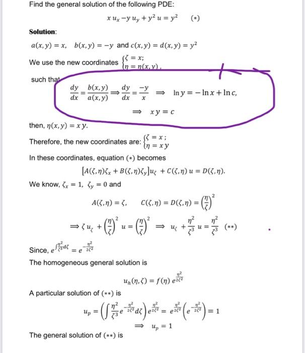 Solved Find the general solution of the following PDE: | Chegg.com