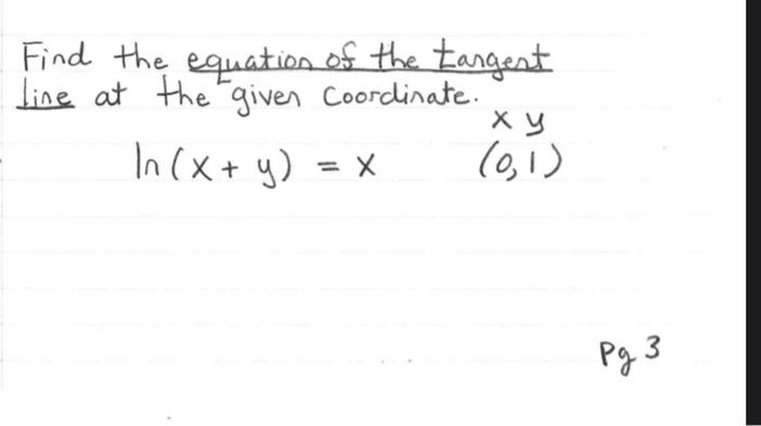 Solved Find the equation of the targent line at the given | Chegg.com