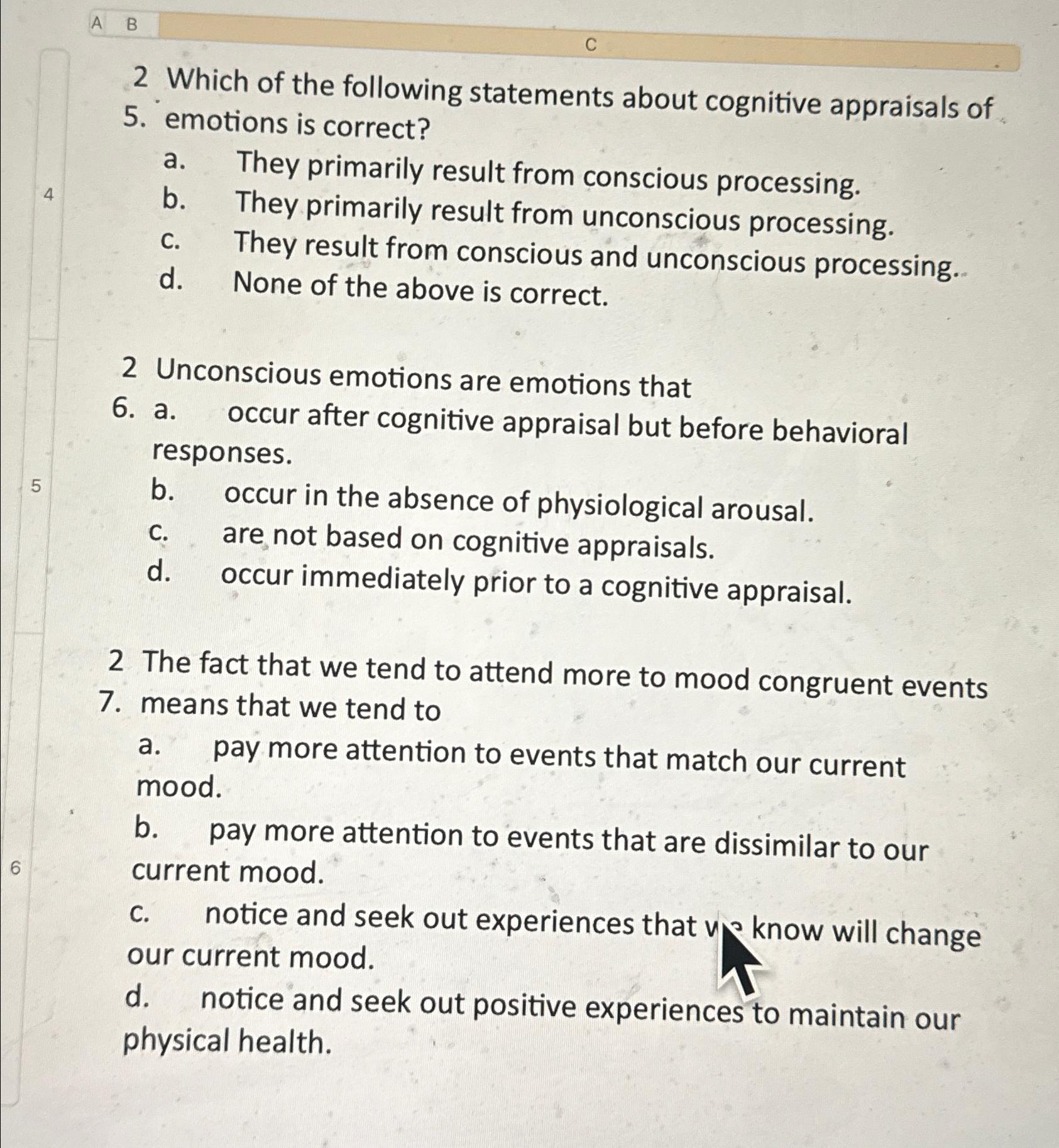Solved 2 ﻿Which of the following statements about cognitive | Chegg.com