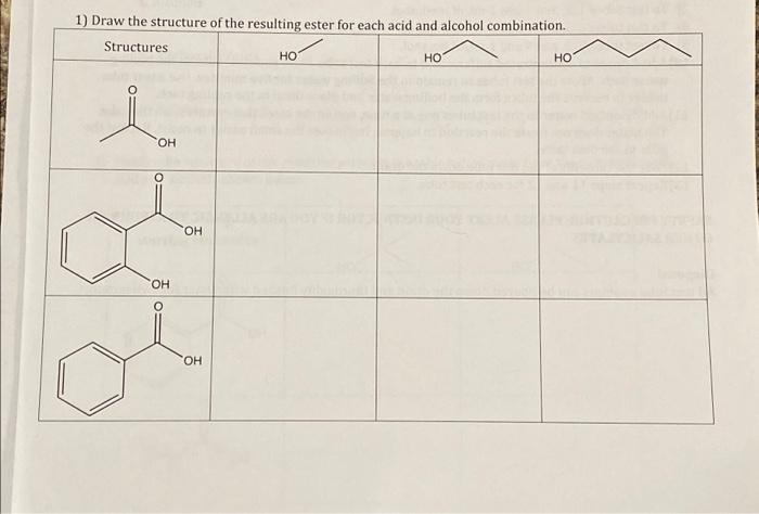 Solved 1) Draw the structure of the resulting ester for each | Chegg.com