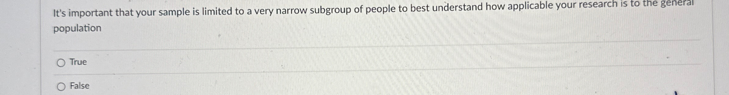 Solved It's important that your sample is limited to a very | Chegg.com