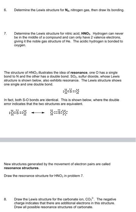 [Solved]: 6. Determine the Lewis structure for N2, nitrogen