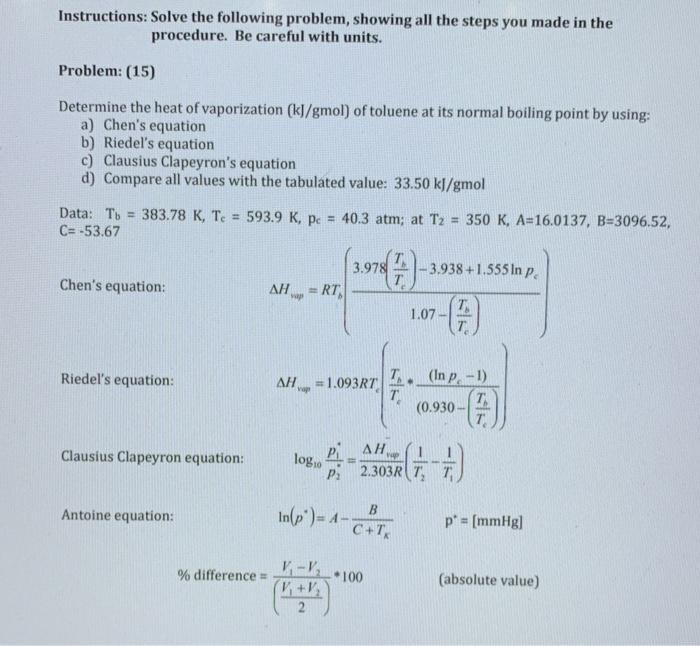 Solved Instructions: Solve the following problem, showing | Chegg.com