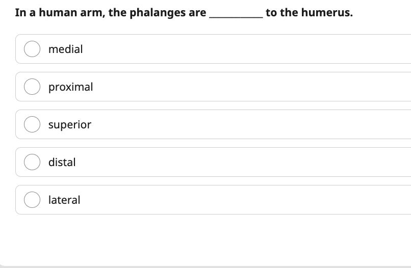 Solved In a human arm, the phalanges | Chegg.com