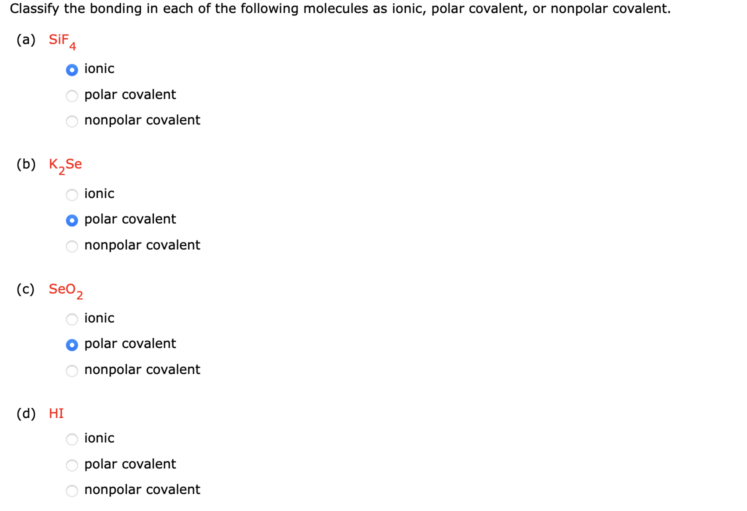 Especially d please! Classify the bonding in | Chegg.com