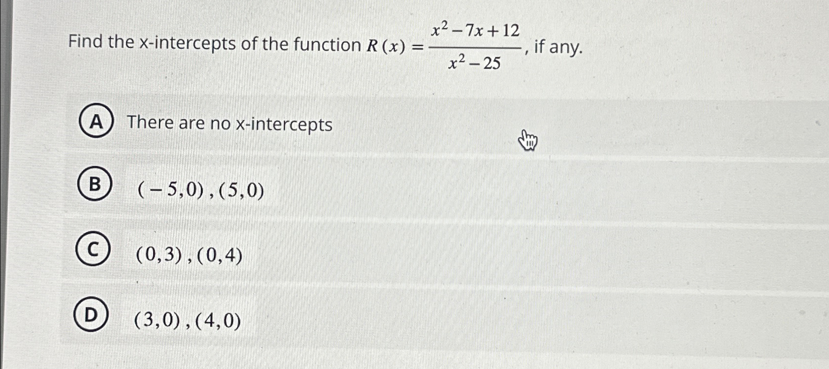Solved Find the x-intercepts of the function | Chegg.com