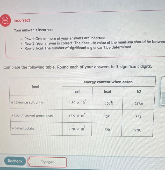 Solved Incorrect Your answer is incorrect. • Row 1: One or | Chegg.com Solved Incorrect Your answer is incorrect. • Row 1: One or | Chegg.com