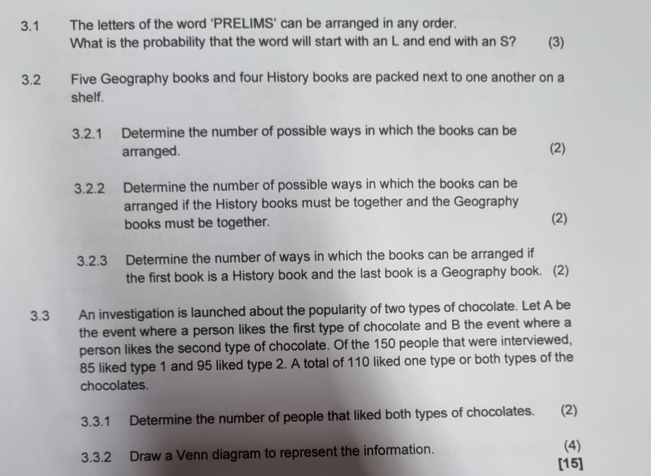 Solved 3.1 ﻿The letters of the word 'PRELIMS' can be | Chegg.com